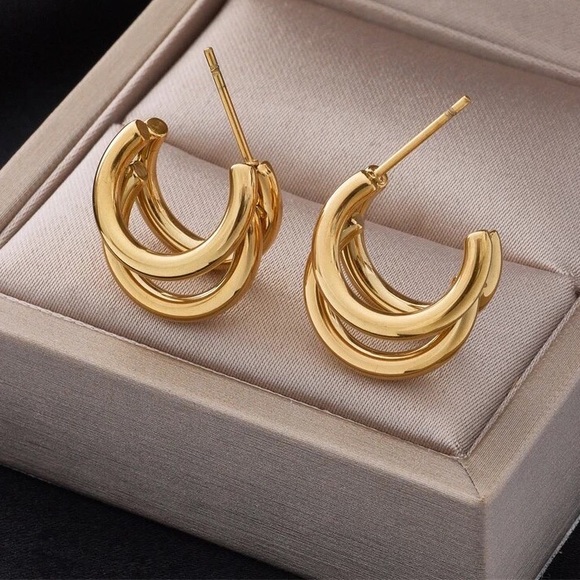 Jewelry | New 18k Gold 3row Hoops | Poshmark